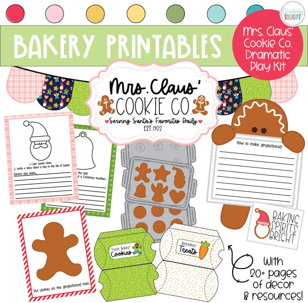 Mrs. Claus' Cookie Co. Dramatic Play Kit: Bakery Printables (PDF ...