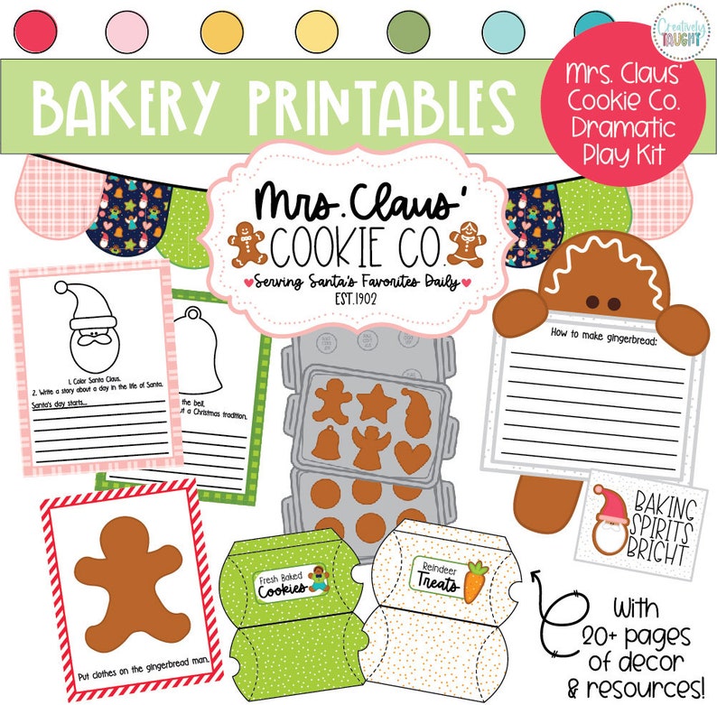 Mrs. Claus' Cookie Co. Dramatic Play Kit: Bakery Printables (PDF ...