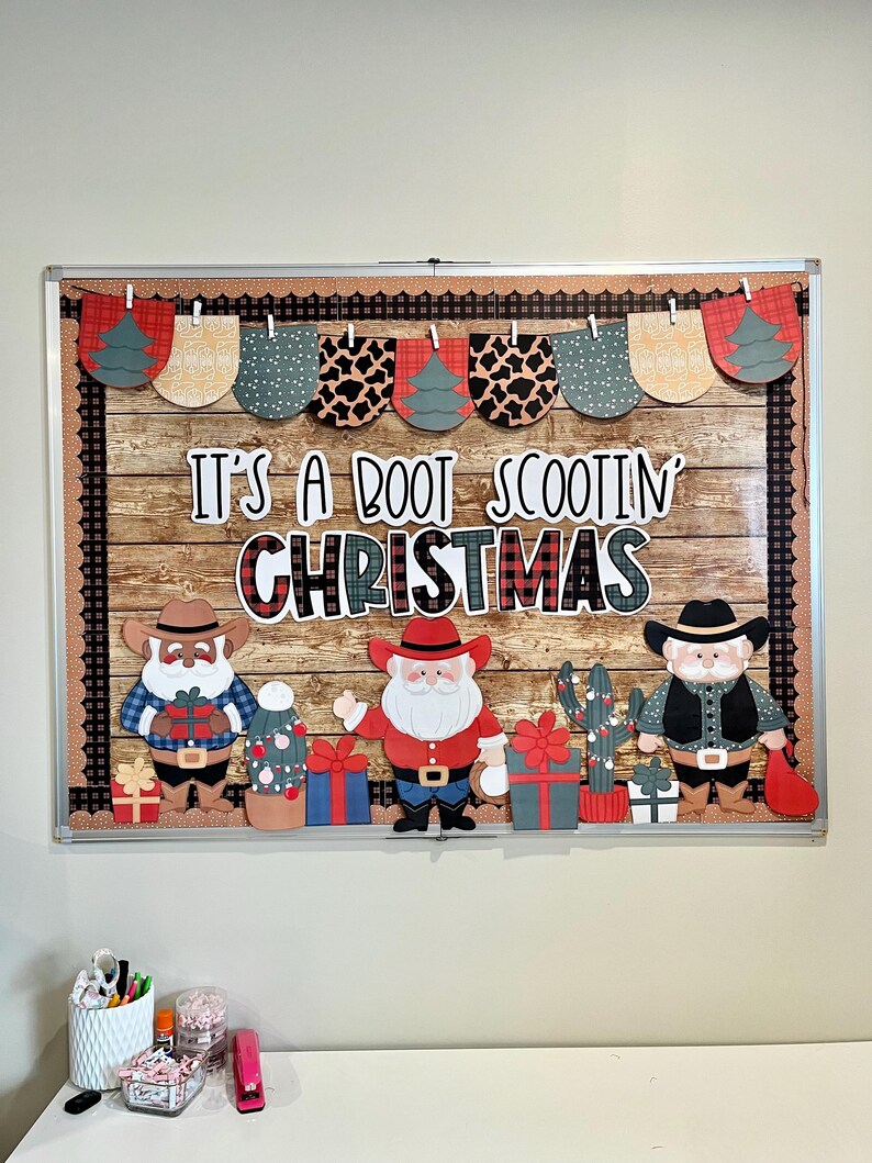 Cowboy Santa Claus - Christmas - December Bulletin Board Kit - Etsy