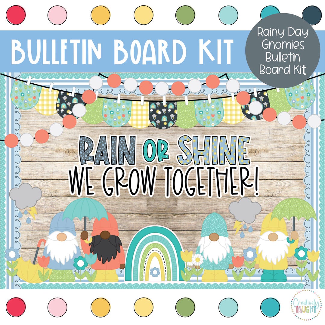 Rainy Day Gnomes- Spring Flowers - April/may Bulletin Board Kit - Etsy