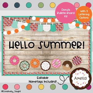 Donut Worry Be Happy Summer June and July Bulletin Board | Etsy