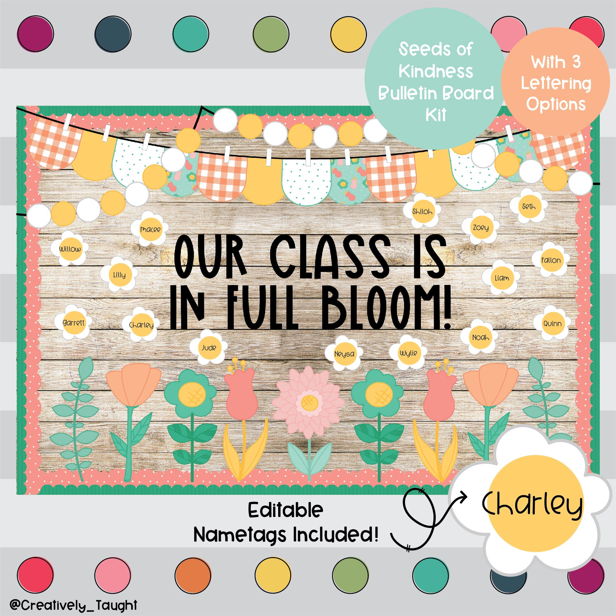Seeds of Kindness Spring Flowers March Bulletin Board Kit - Etsy