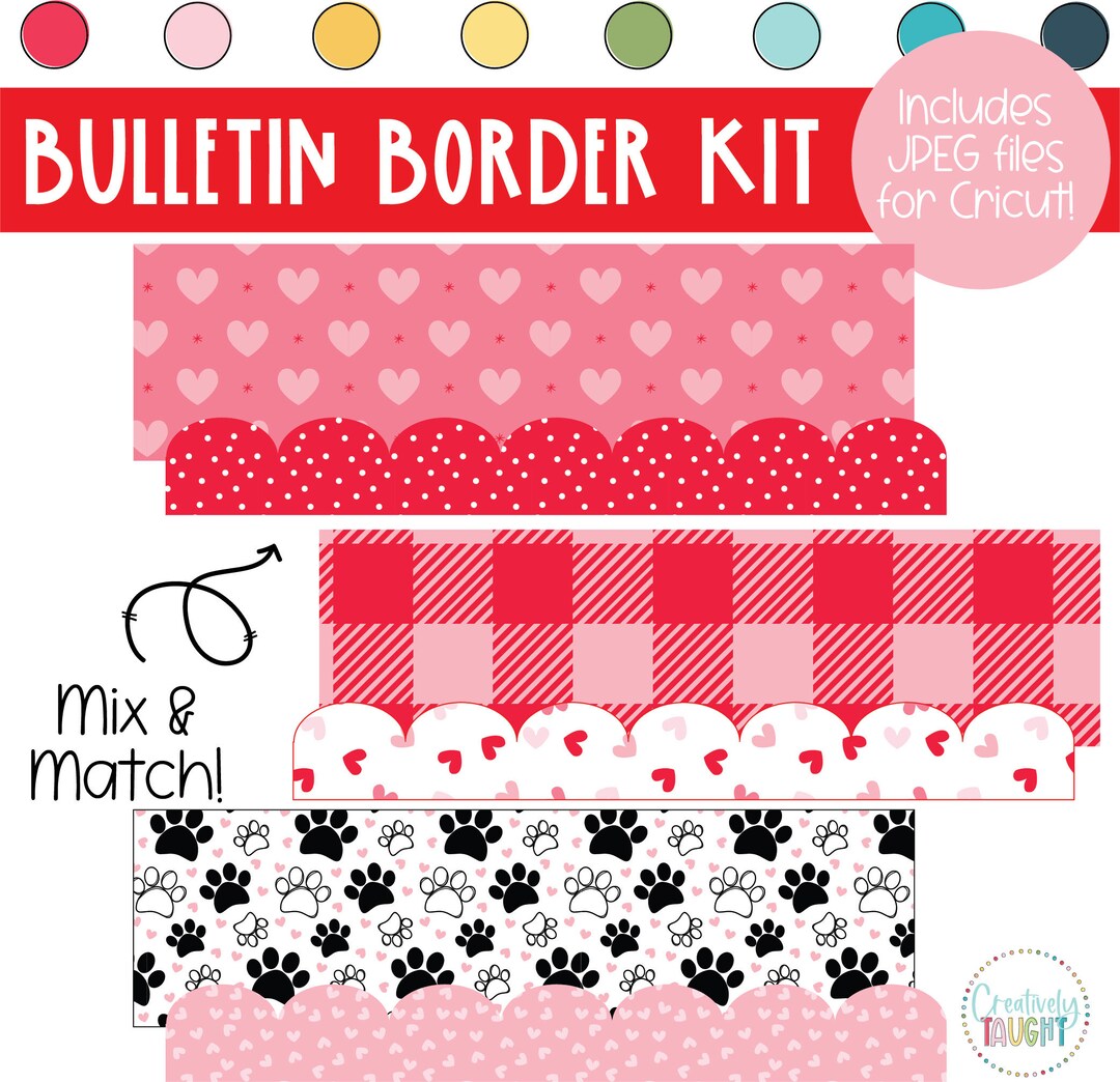 Puppy Love - Valentines - February Bulletin Board Borders - Etsy