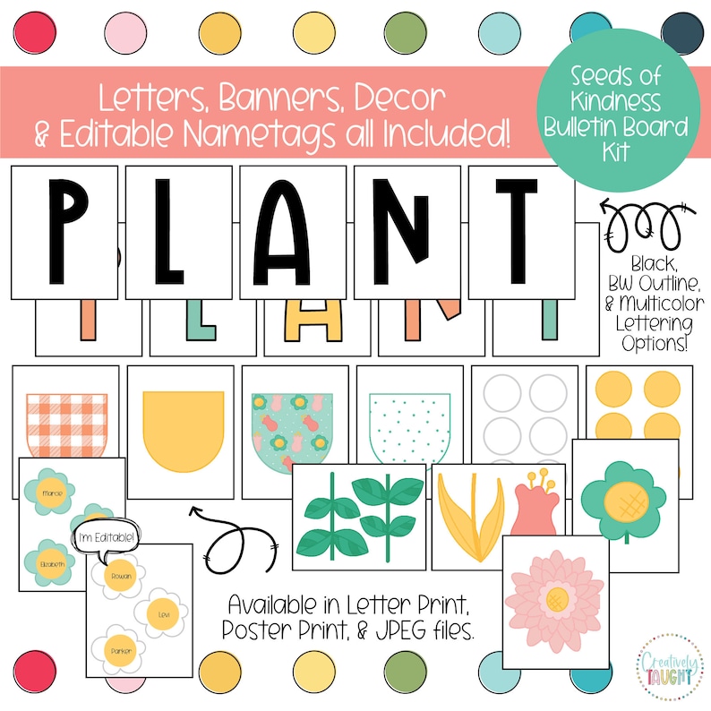Seeds of Kindness - Spring Flowers - March Bulletin Board Kit - Etsy