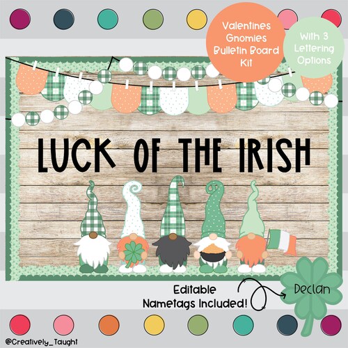 Irish Gnomes St Patricks Day March Bulletin Board Kit - Etsy