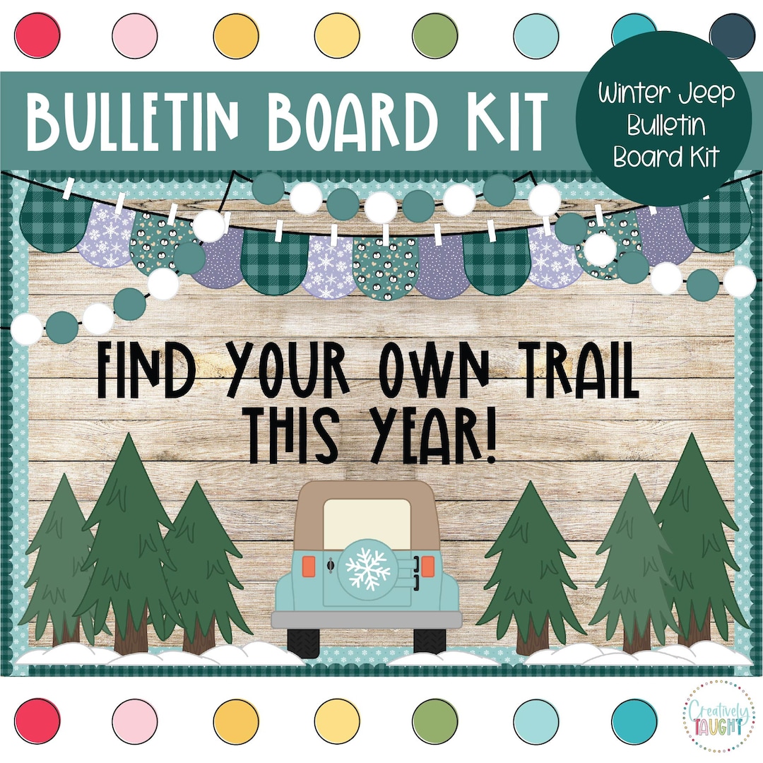 Winter Jeep - January Bulletin Board - Etsy