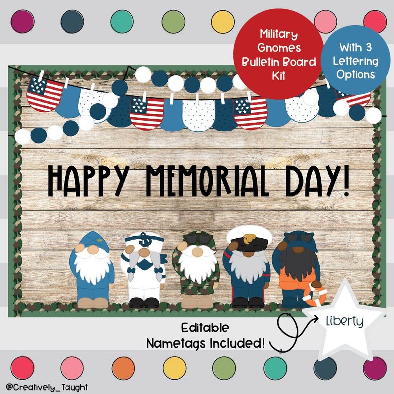 Memorial Day Gnomes Patriotic May Bulletin Board Kit - Etsy