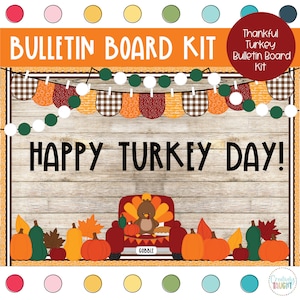 Happy Turkey Day - Fall - Thanksgiving - Bulletin Board Kit - Etsy