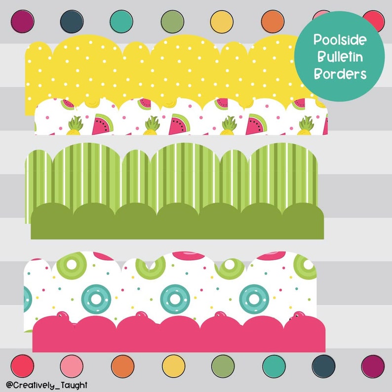 Pool Time Summer Bulletin Board Borders - Etsy