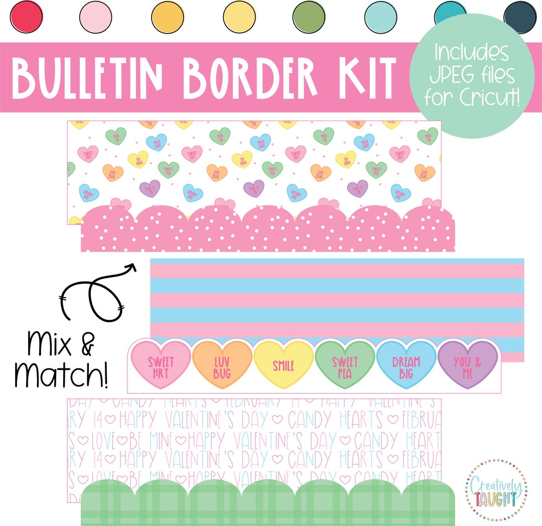 Candy Hearts - Valentines - February Bulletin Board Borders - Etsy
