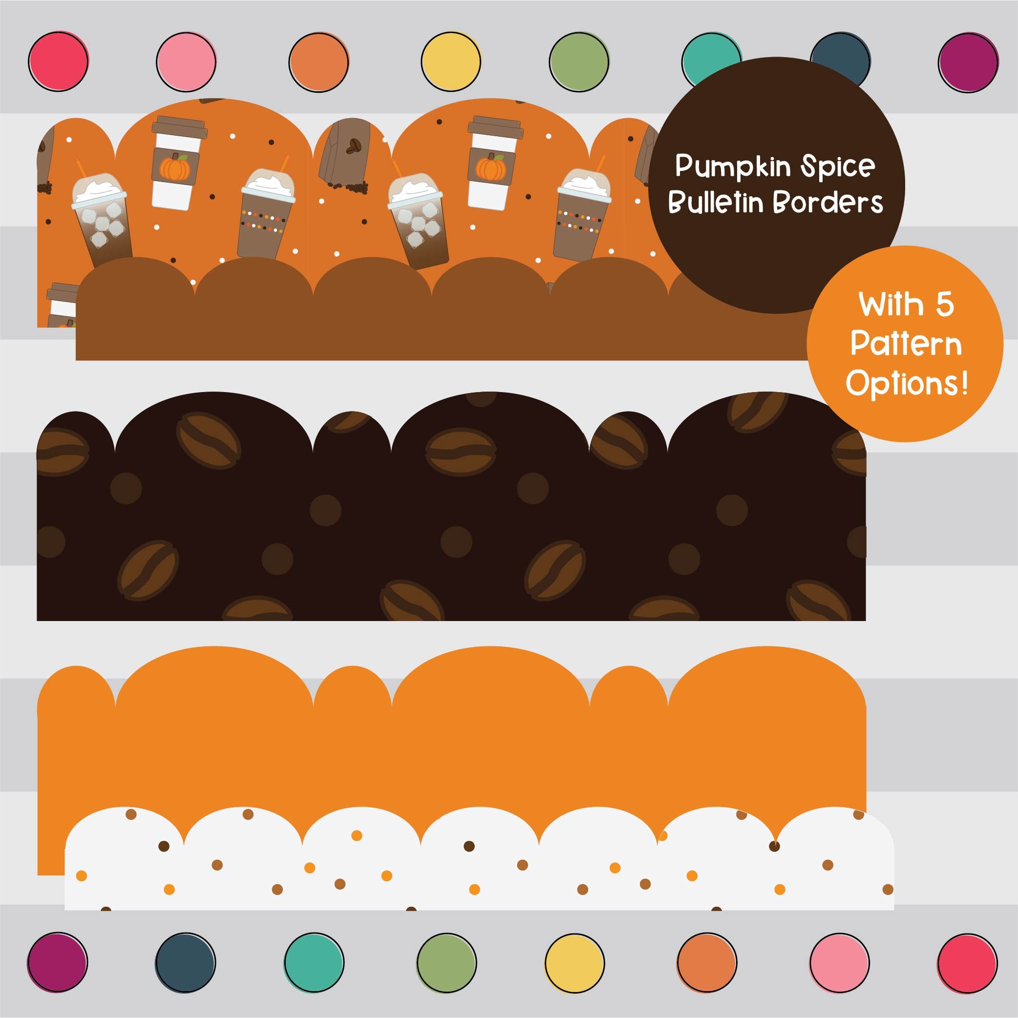 Pumpkin Spice Fall Bulletin Board Borders | Etsy