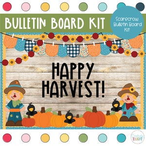 Scarecrow Pumpkin Patch - Autumn - Fall Bulletin Board Kit - Etsy