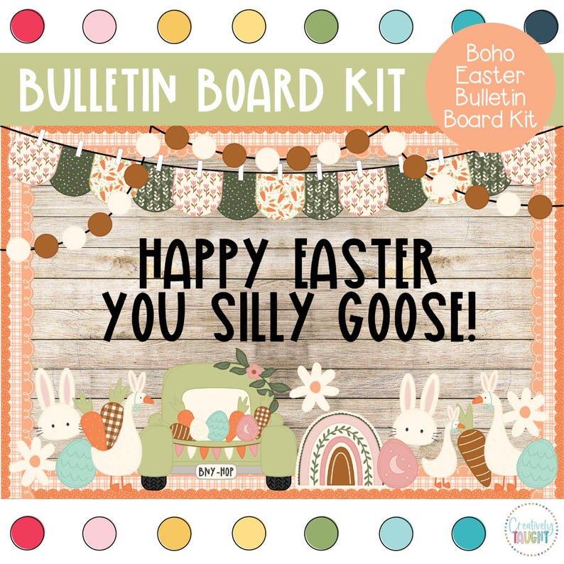 Boho Easter Bulletin Board Kit: Truck Decor (digital Download) - Etsy
