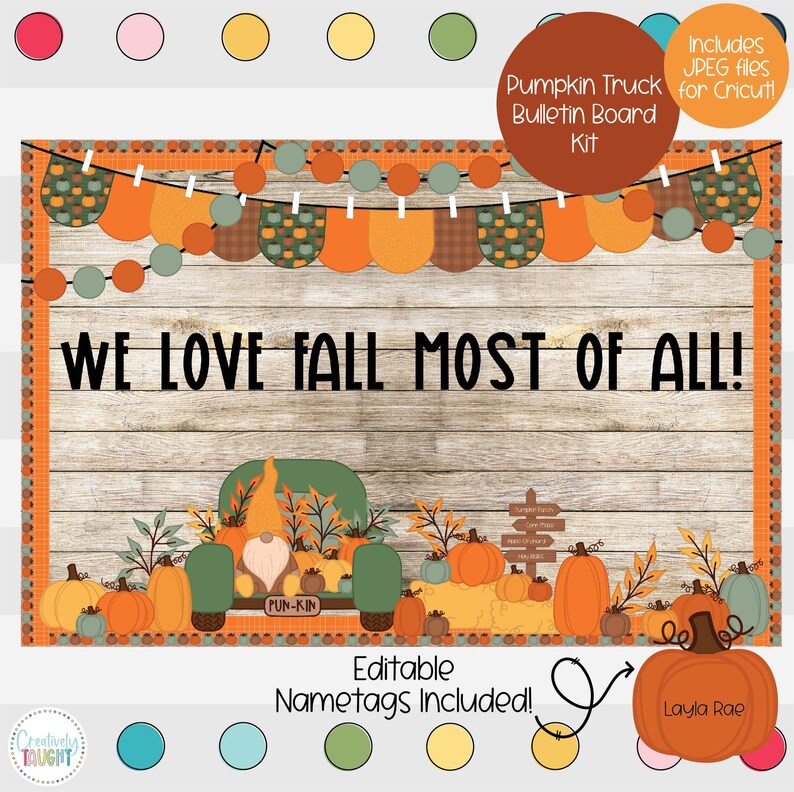 Fall Gnome in Pumpkin Truck Fall Halloween Bulletin - Etsy