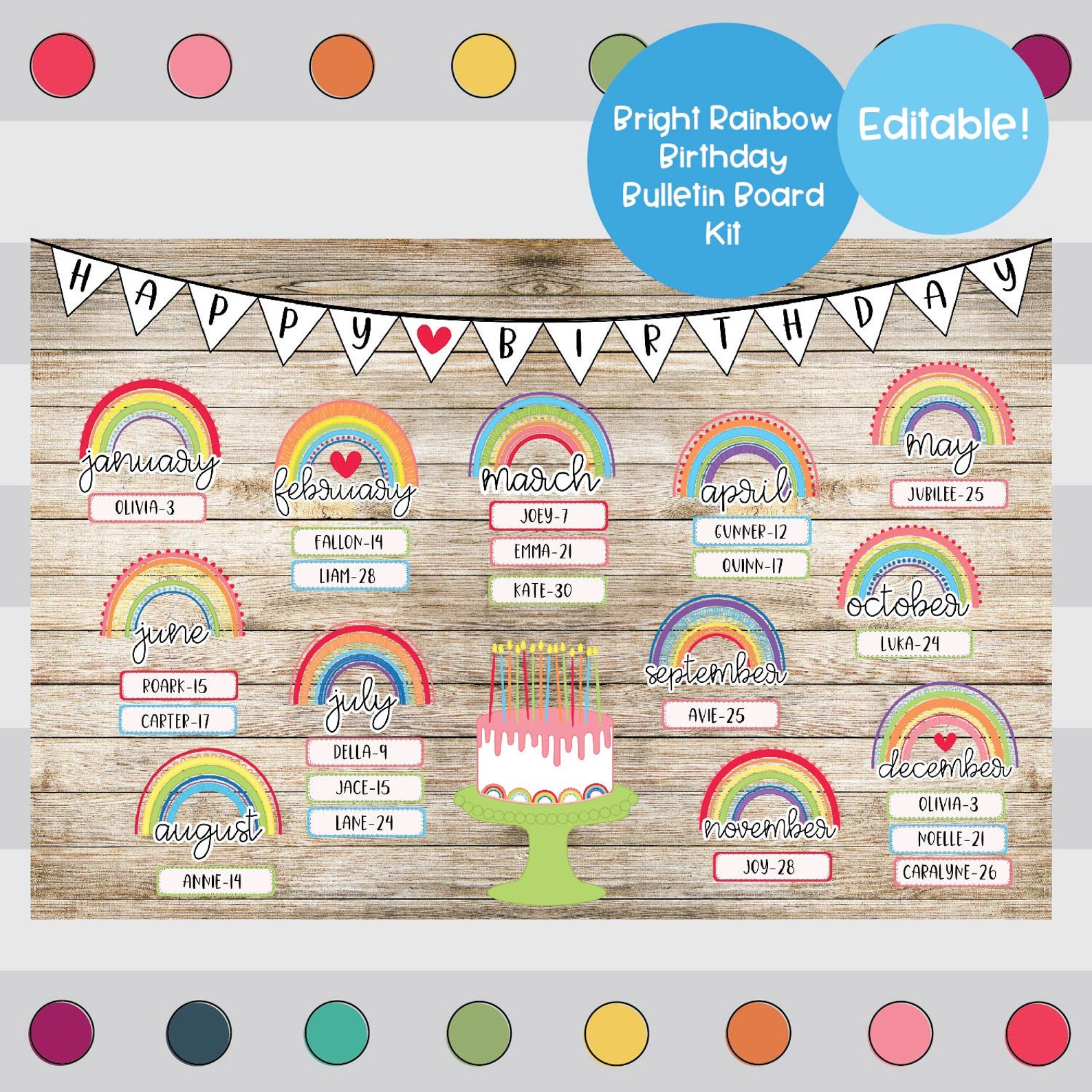 Bright Birthday Bulletin Board Classroom Birthday Display - Etsy