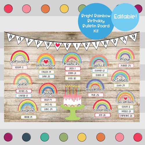 Bright Birthday Bulletin Board Classroom Birthday Display - Etsy