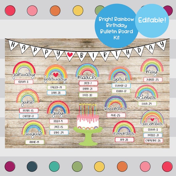 Bright Birthday Bulletin Board Classroom Birthday Display - Etsy