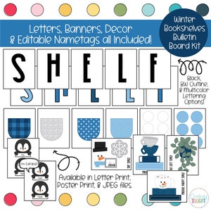 Winter Bookshelves - January Bulletin Board Kit - Etsy