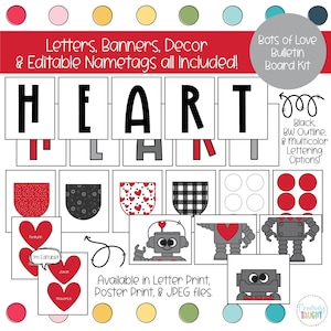 Valentines Robots - Valentines - February Bulletin Board Kit - Etsy