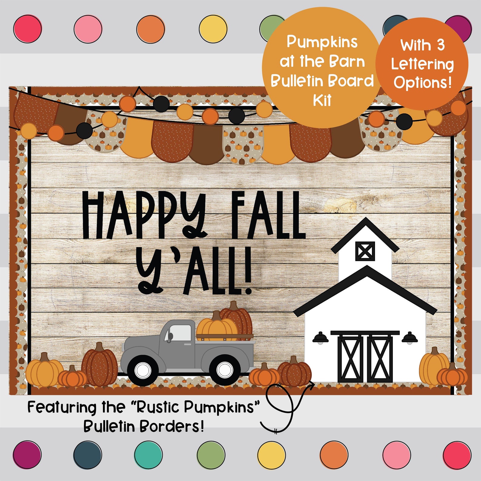 Pumpkins at the Barn Fall Thanksgiving Bulletin Board - Etsy