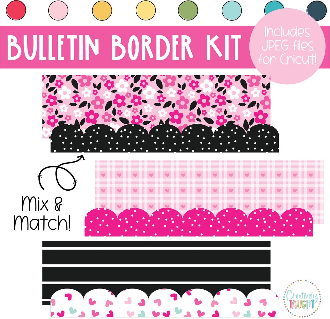 Pink & Black Bulletin Board Borders - Etsy