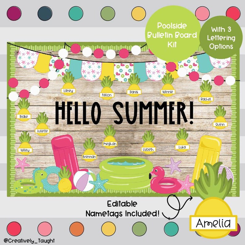 Pool Time Summer June and July Bulletin Board Kit - Etsy