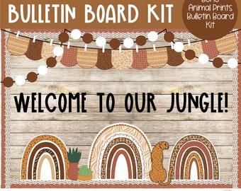 Animal Print Back to School Bulletin Board Kit, Boho Neutral Theme ...