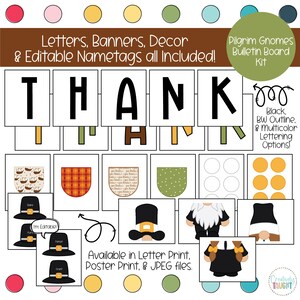 Pilgrim Gnomes - Thanksgiving - November Bulletin Board Kit - Etsy
