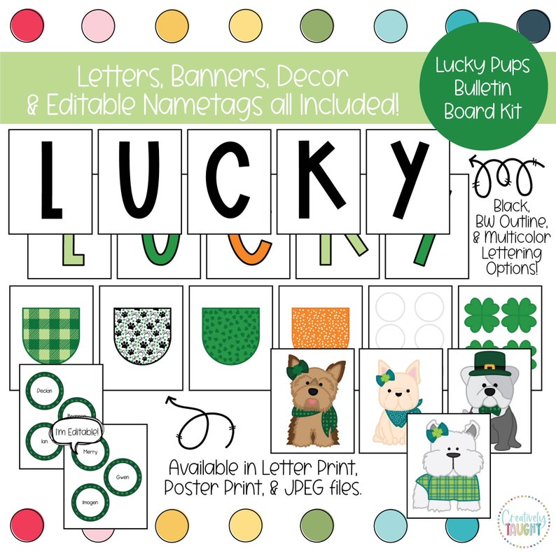 Lucky Pups - St. Patrick's Day Classroom Decor - March Bulletin Board ...