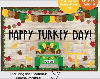 Happy Turkey Day Fall Thanksgiving Bulletin Board Kit | Etsy