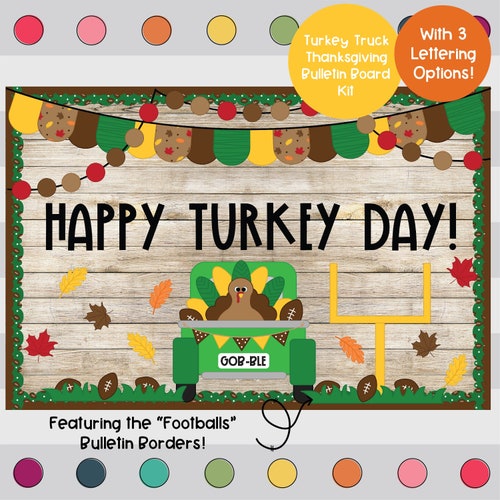 Happy Turkey Day Fall Thanksgiving Bulletin Board Kit - Etsy