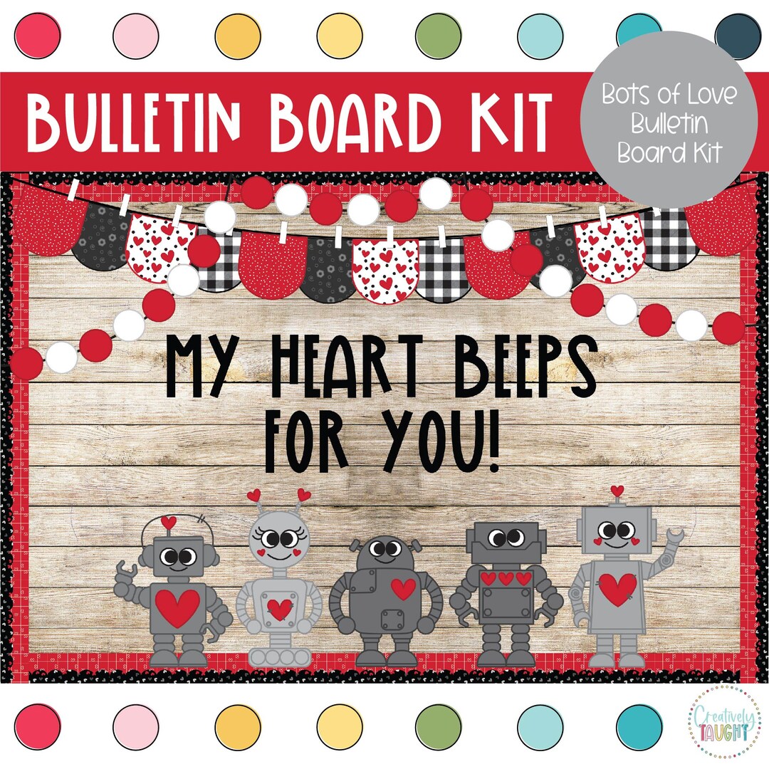 Valentines Robots - Valentines - February Bulletin Board Kit - Etsy
