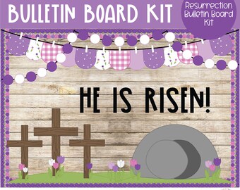 Teachers School Bulletin Board Easter Cutouts DIY Kit he is Risen ...