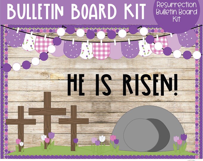 Teachers School Bulletin Board Easter Cutouts DIY Kit he is Risen ...