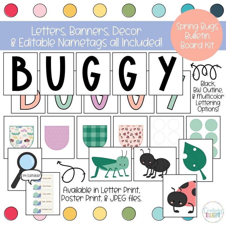 Spring Bugs Classroom Bulletin Board Kit (digital Download) - Etsy