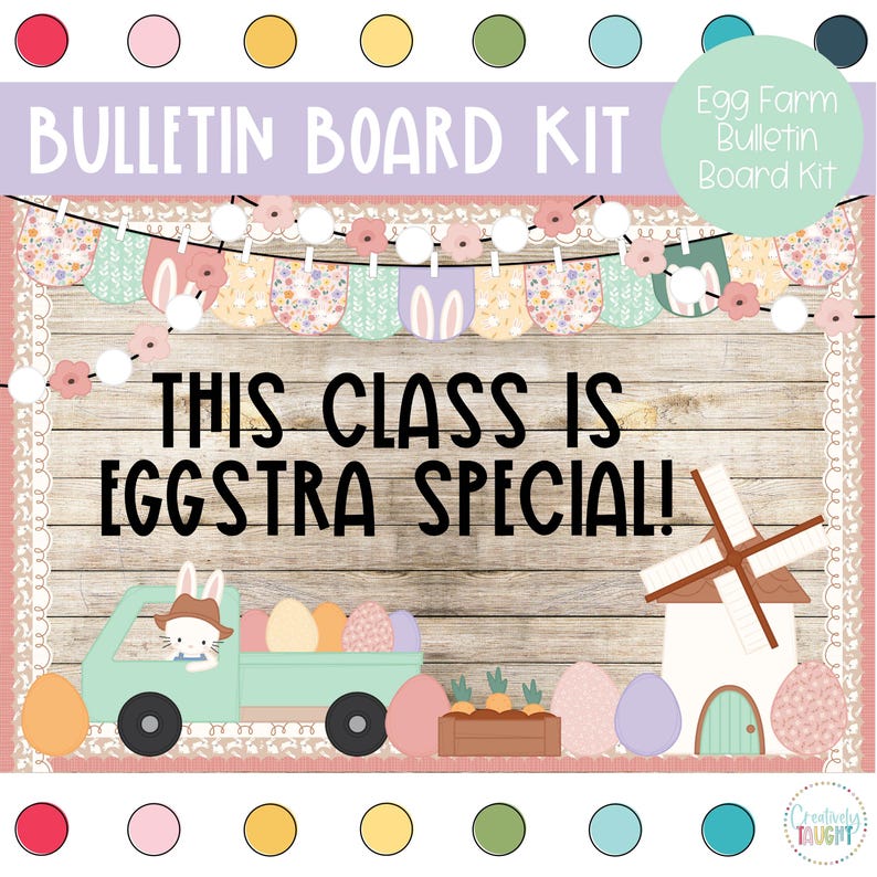 Easter Bunny Egg Farm Bulletin Board Kit: Spring Classroom Decor ...