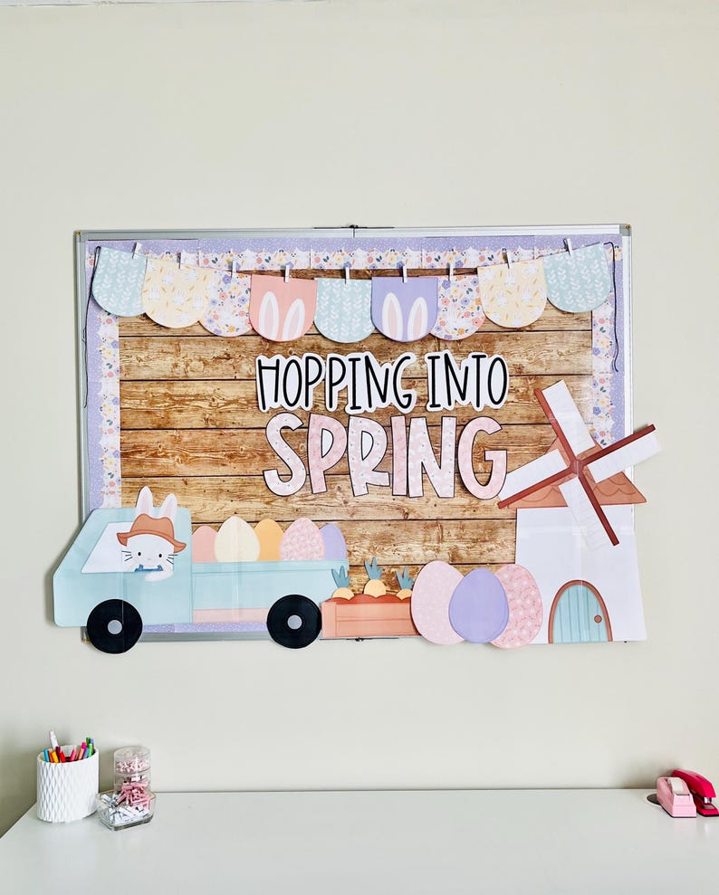 Easter Bunny Egg Farm Bulletin Board Kit: Spring Classroom Decor ...