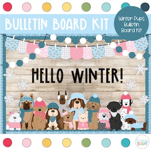 Winter Pups - New Years - January Bulletin Board Kit - Etsy