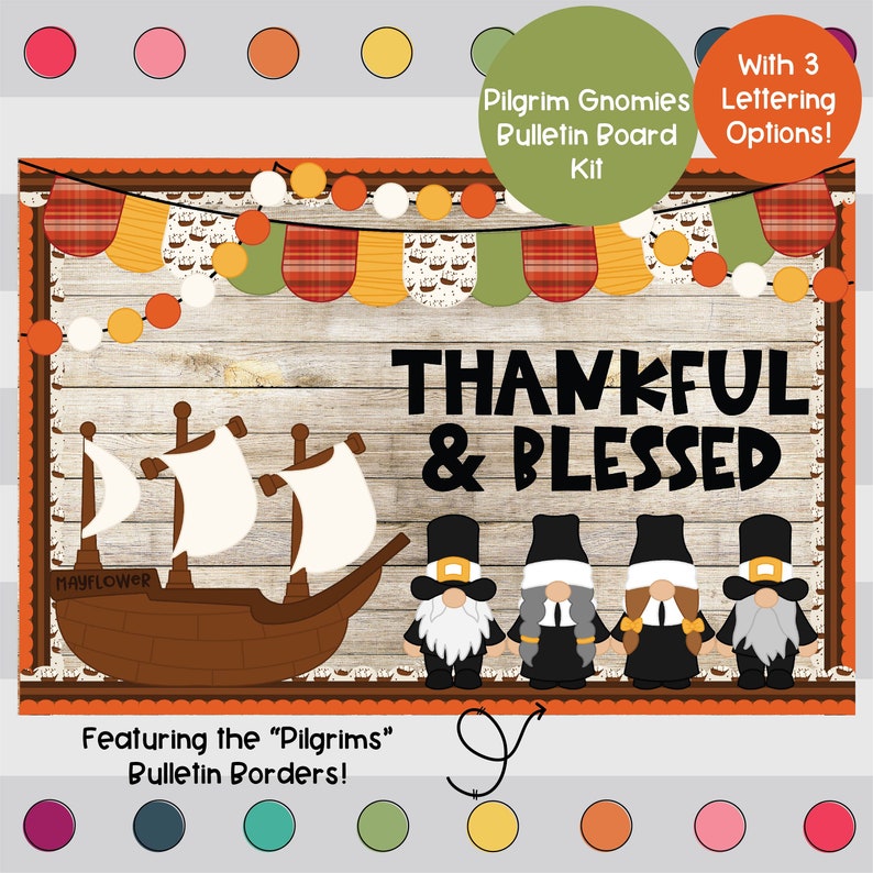 Pilgrim Gnomes Thanksgiving November Bulletin Board Kit | Etsy