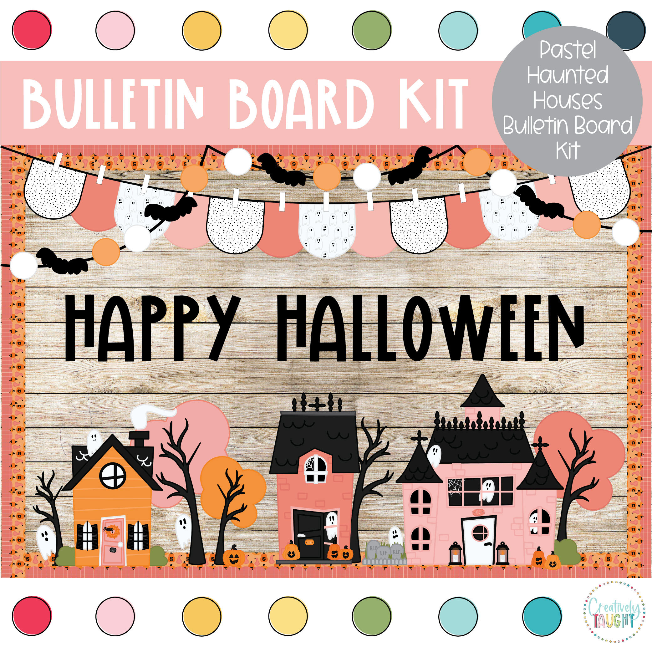 Pastel Haunted Houses Bulletin Board Kit (digital Download) - Etsy
