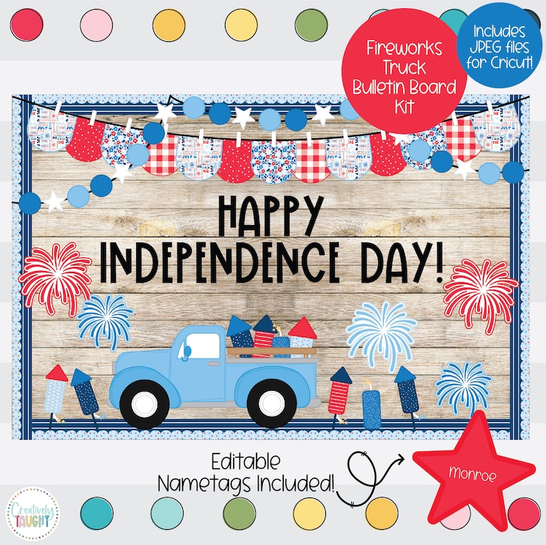 Fireworks Patriotic Bulletin Board Kit – July 4th Decor (digital ...