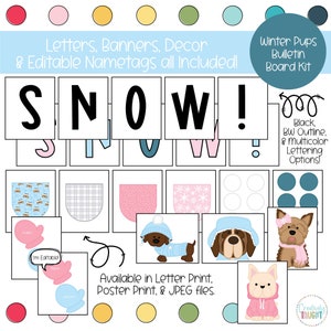 Winter Pups - New Years - January Bulletin Board Kit - Etsy