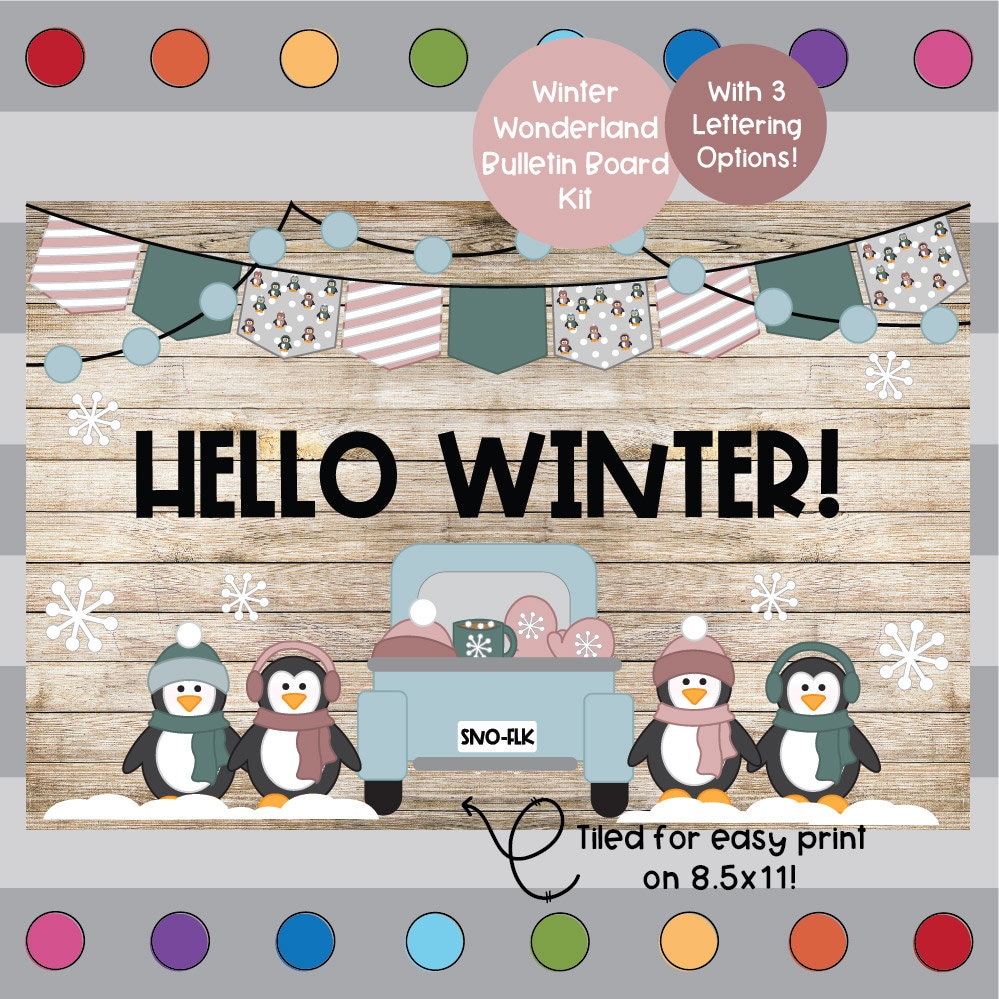 Winter Wonderland Penguins Winter Bulletin Board - Etsy