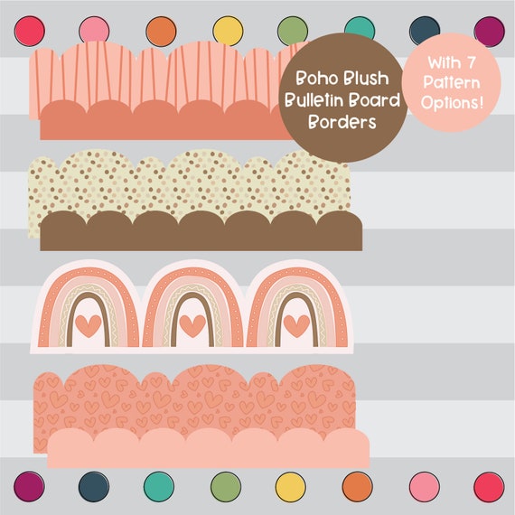 Boho Blush Bulletin Board Borders | Etsy