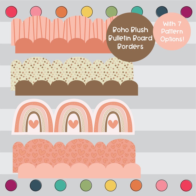 Boho Blush Bulletin Board Borders | Etsy