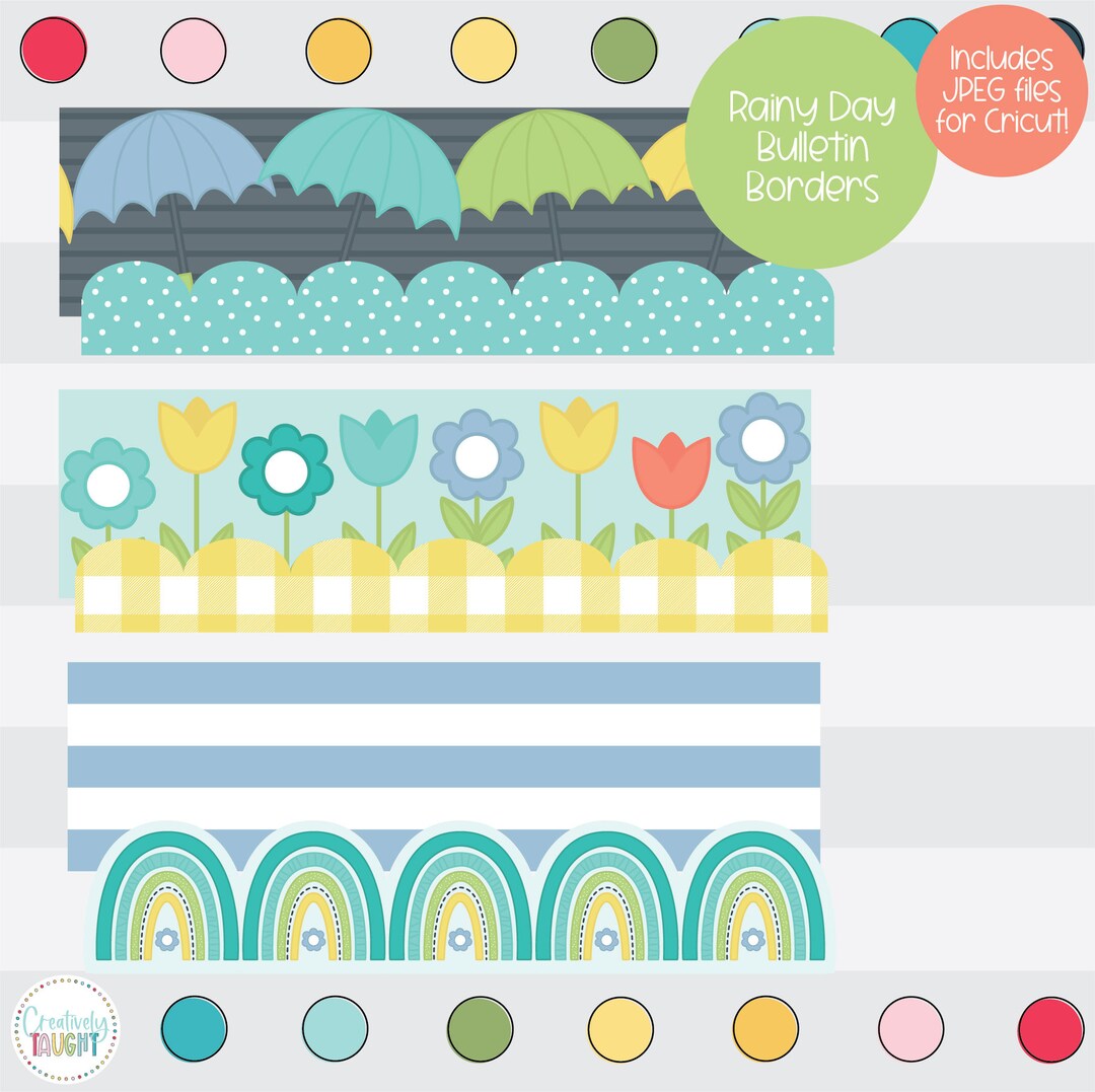 Rainy Day Spring April/may Bulletin Board Borders - Etsy