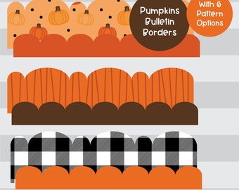 Black and White Pumpkin Borders Fall Bulletin Board Borders | Etsy