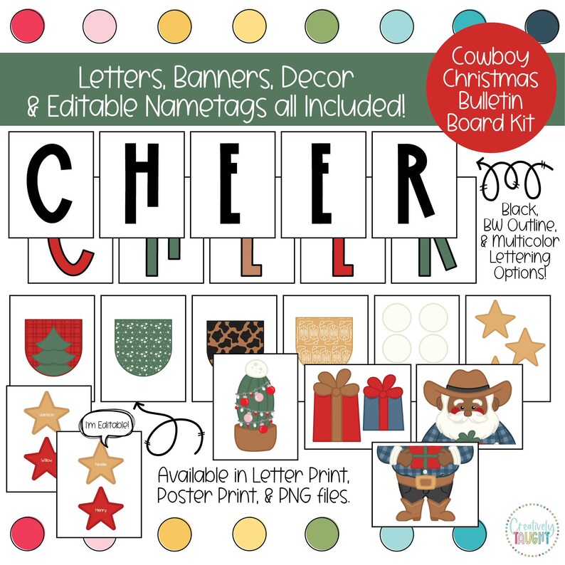 Cowboy Santa Claus - Christmas - December Bulletin Board Kit - Etsy