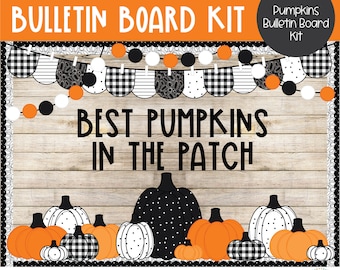 Black and White Pumpkins Bulletin Board Kit, Fall Halloween Classroom ...