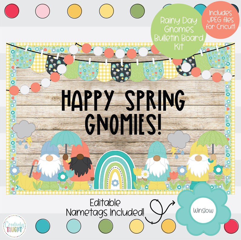 Rainy Day Gnomes Spring Flowers April/may Bulletin Board - Etsy